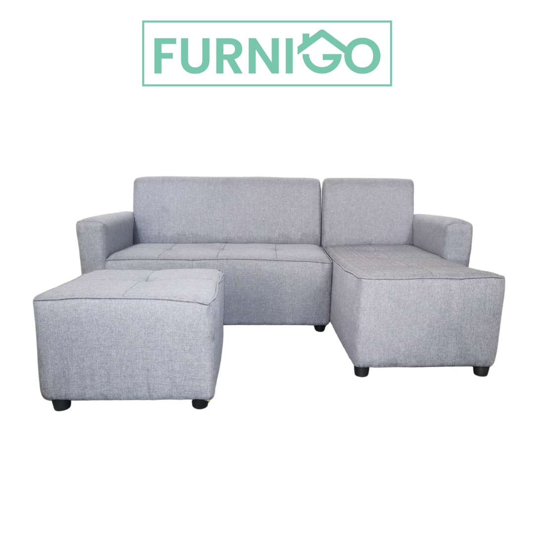 CONNER L-Shape Fabric Sofa with Ottoman | AF Home