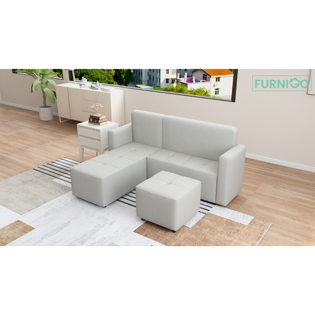 CONNER L-Shape Fabric Sofa with Ottoman – AF Home