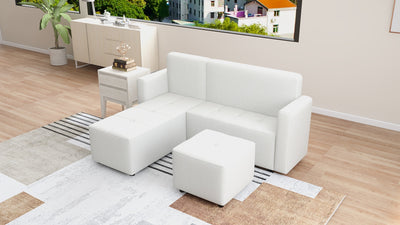 CONNER L-Shape Fabric Sofa with Ottoman | AF Home