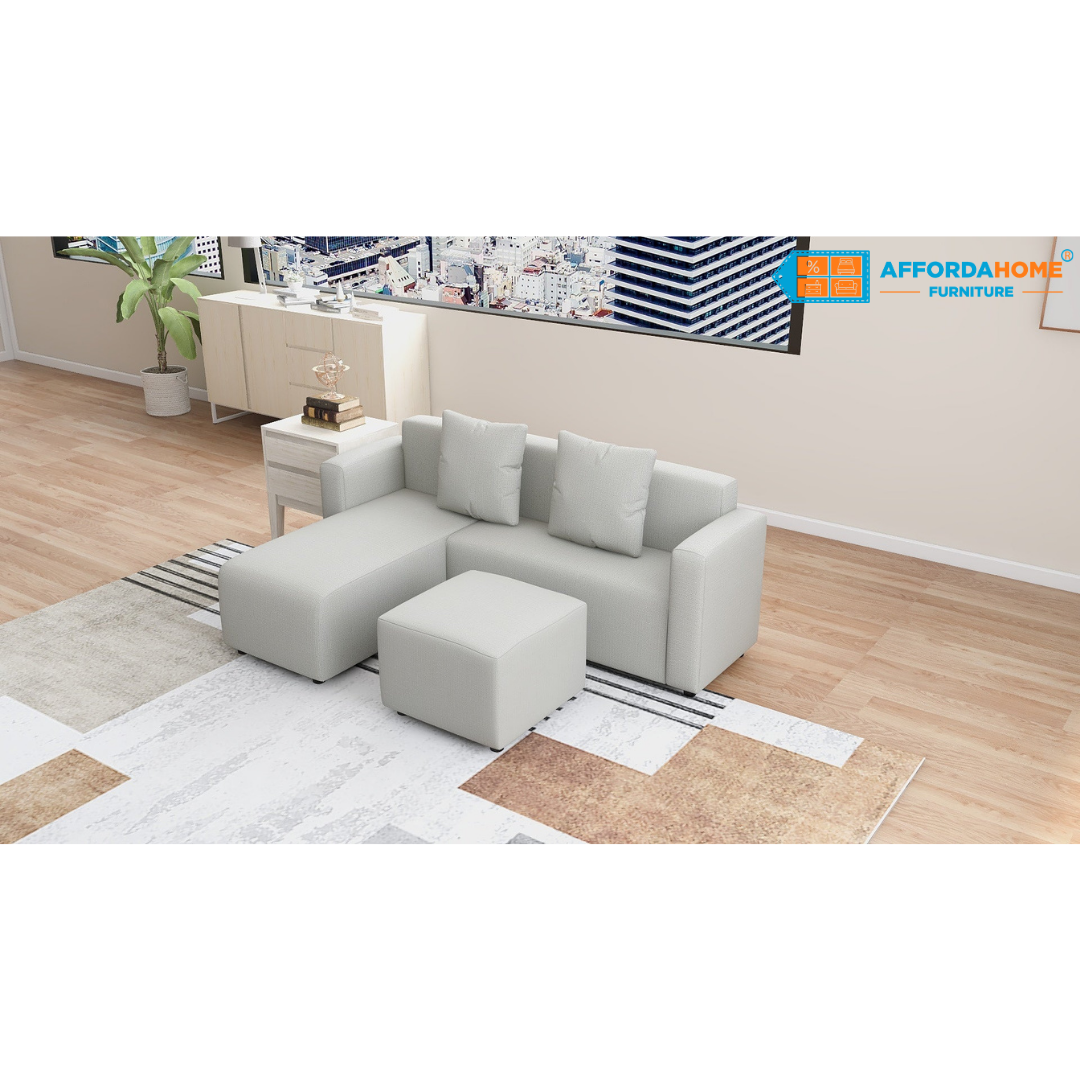 HARVEY L-Shape Fabric Sofa with Ottoman – AF Home