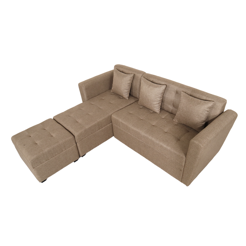 MELO Mini L-Shape Fabric Sofa with Ottoman | AF Home