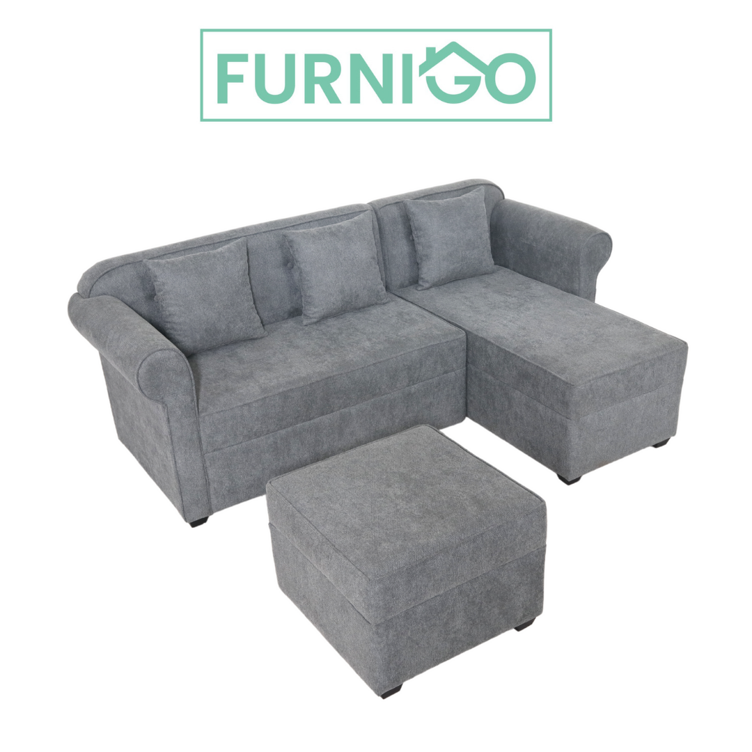 ROME L-SHAPE Fabric Sofa with Ottoman | AF Home