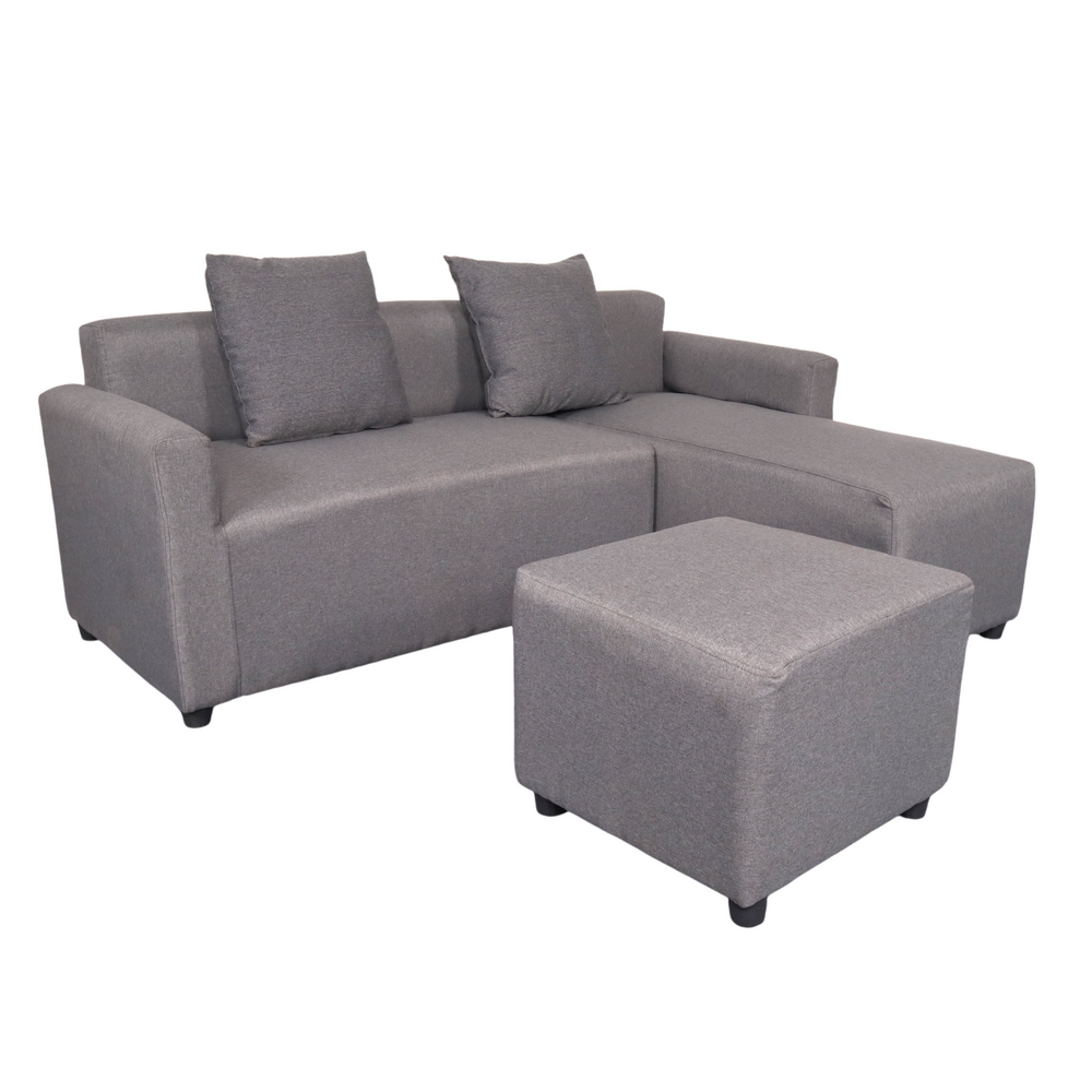 HARVEY L-Shape Fabric Sofa with Ottoman | AF Home